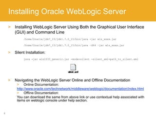 Weblogic application server | PPTX | Web Hosting | Internet