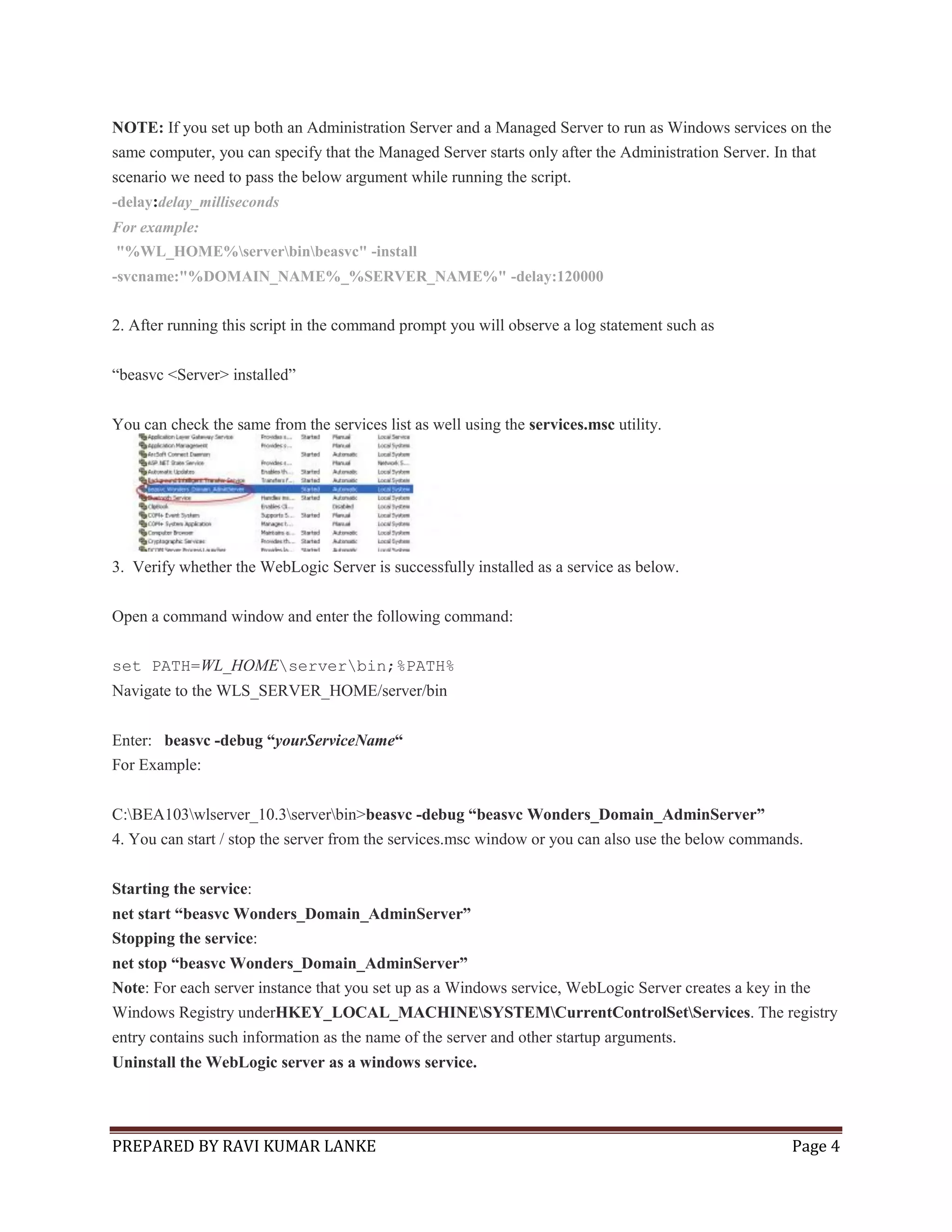 Weblogic as a windows service | PDF