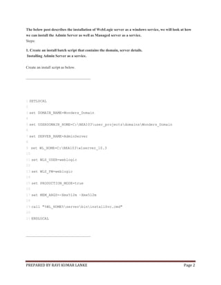 Weblogic as a windows service | PDF