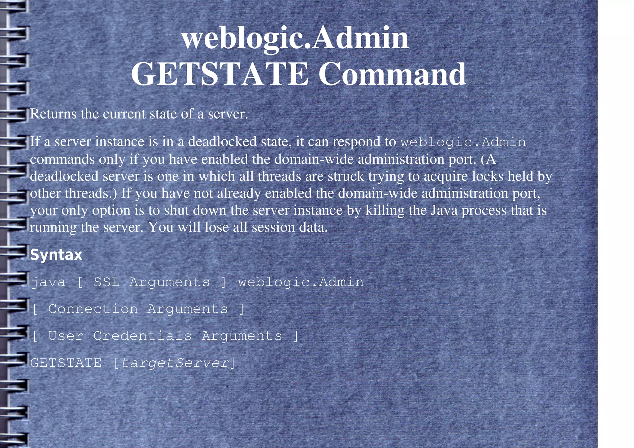 Weblogic Cluster Command Line Ppt Free Download