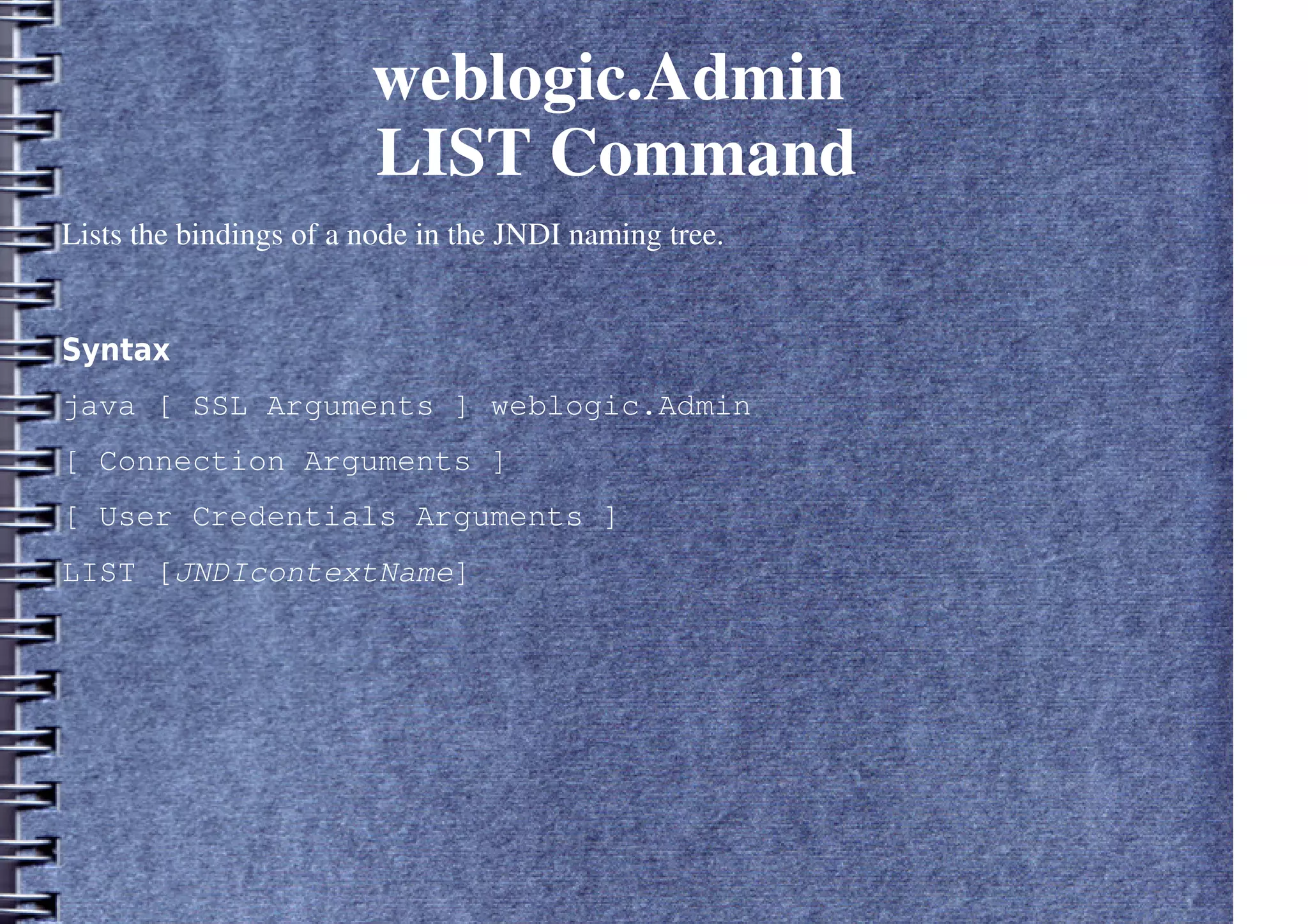 Weblogic Cluster Command Line Ppt Free Download