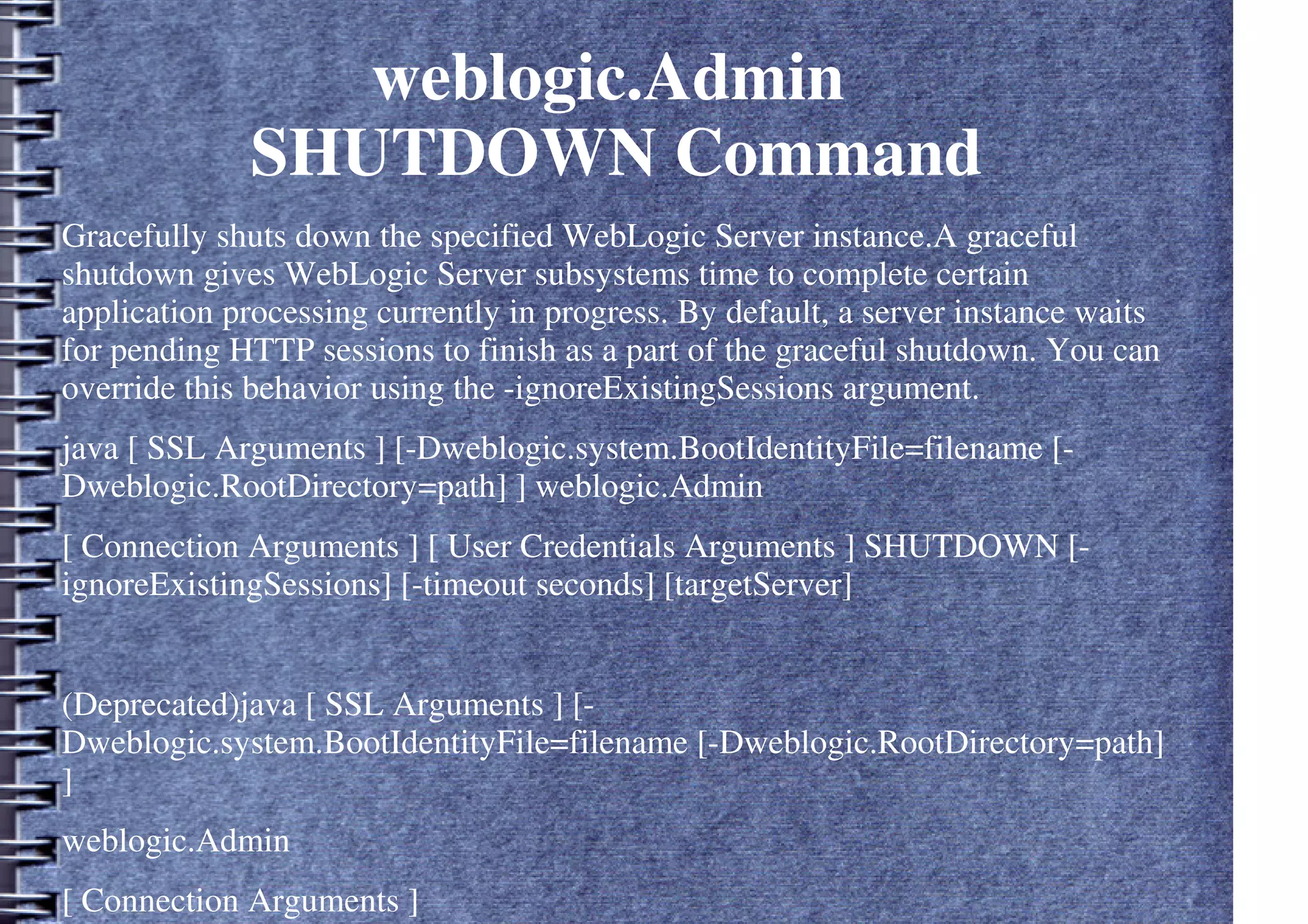 Weblogic Cluster Command Line Ppt
