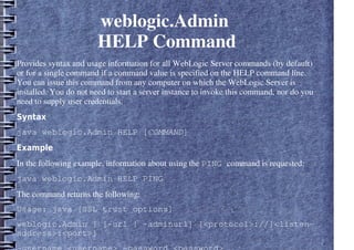 Weblogic Cluster command line | PDF