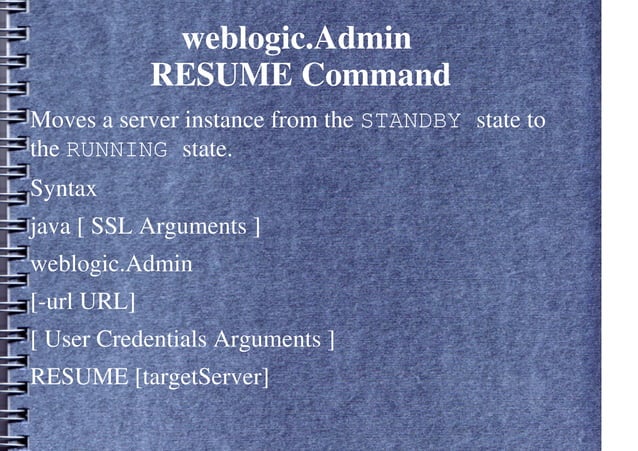 Weblogic Cluster Command Line Ppt
