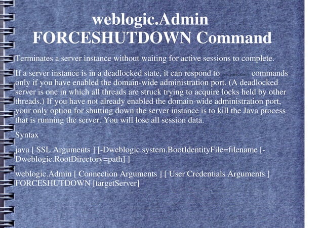 Weblogic Cluster Command Line Ppt