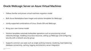 Running WebLogic on Azure Kubernetes and Virtual Machines | PDF