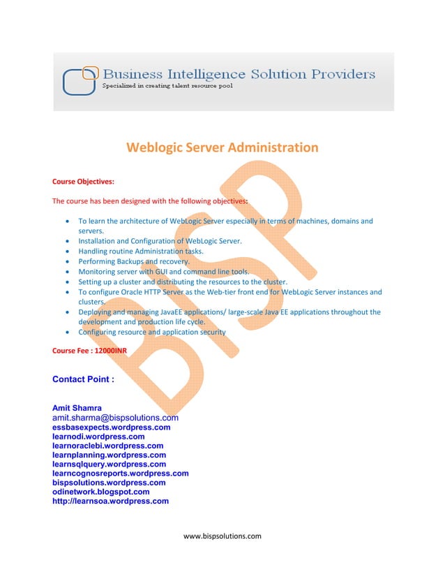 Weblogic server administration | PDF