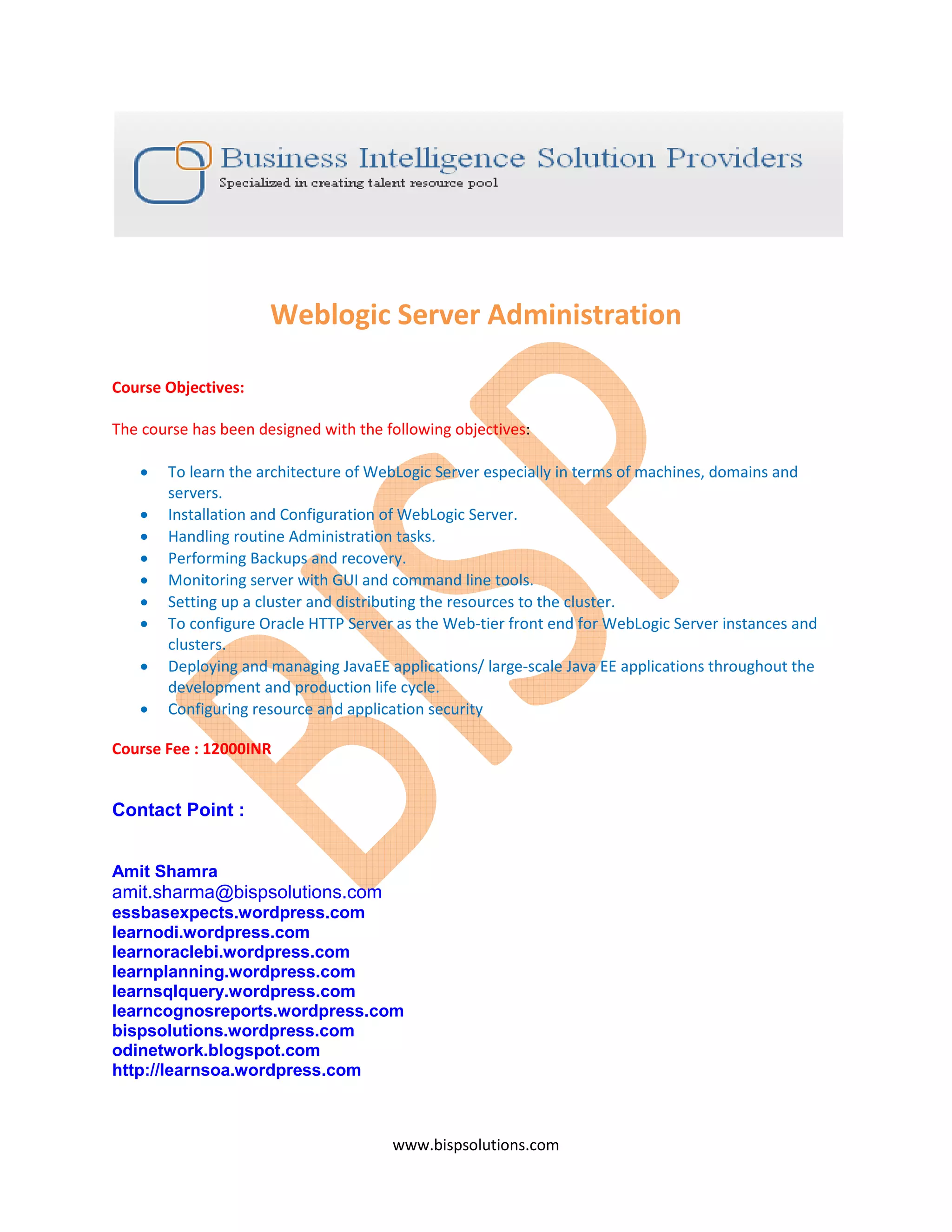 Weblogic server administration | PDF