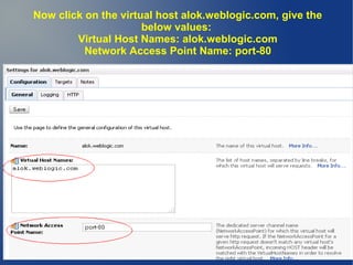 Virtual Hosts Configuration with Weblogic Server | ODP