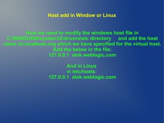 Virtual Hosts Configuration with Weblogic Server | ODP