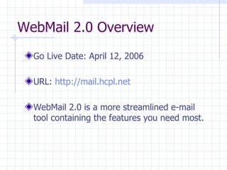 Webmail 2.0 | PPT