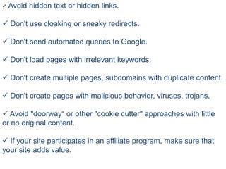 Web master guidelines ppt | PPTX
