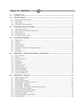 WebMaster ONE Water Treatment Controller Manual | PDF