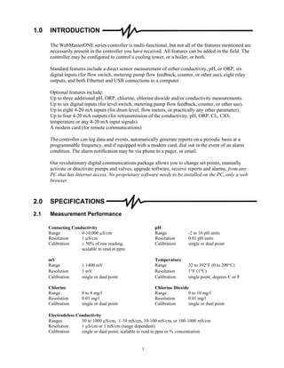 WebMaster ONE Water Treatment Controller Manual | PDF