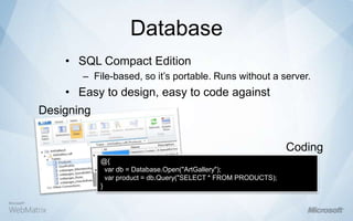 Microsoft WebMatrix Platform Overview | PPT
