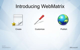 Microsoft WebMatrix Platform Overview | PPTX
