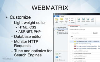 Microsoft WebMatrix Platform Overview | PPTX