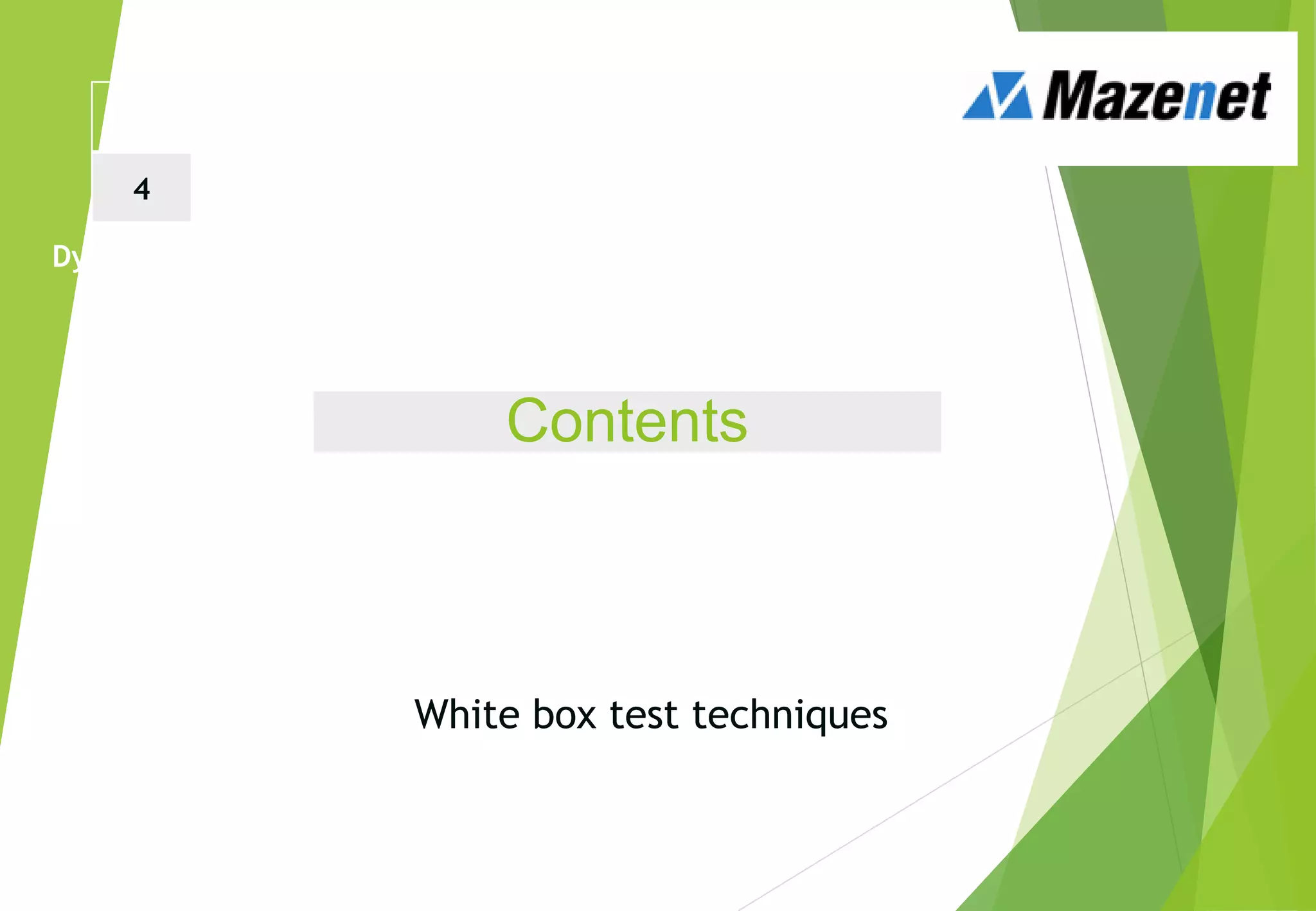 Software Testing Dynamic Testing Technique Mazenet Solution Ppt