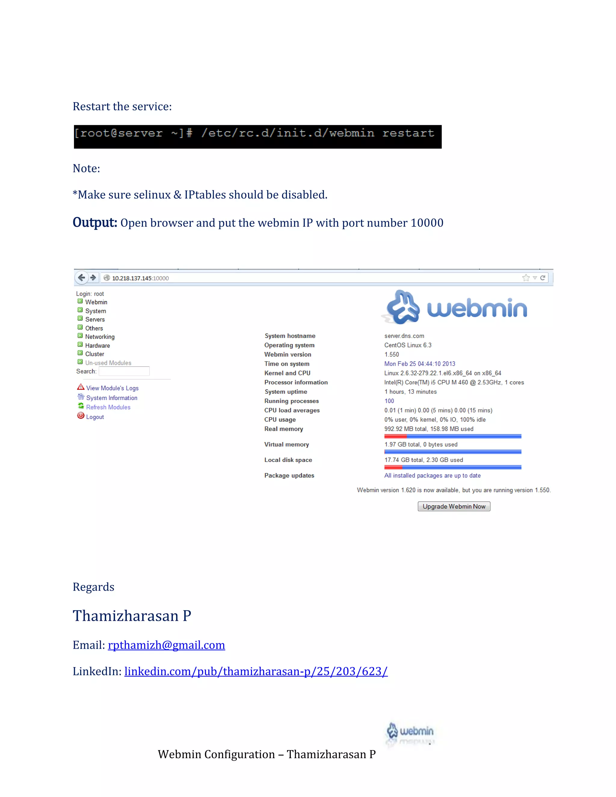 Webmin configuration in Linux | PDF