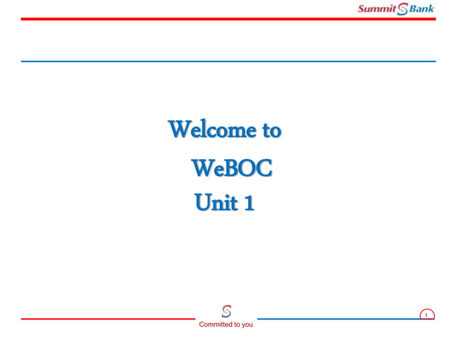 WeBOC: Unit 1 | PPTX | Business Banking & Finance | Business
