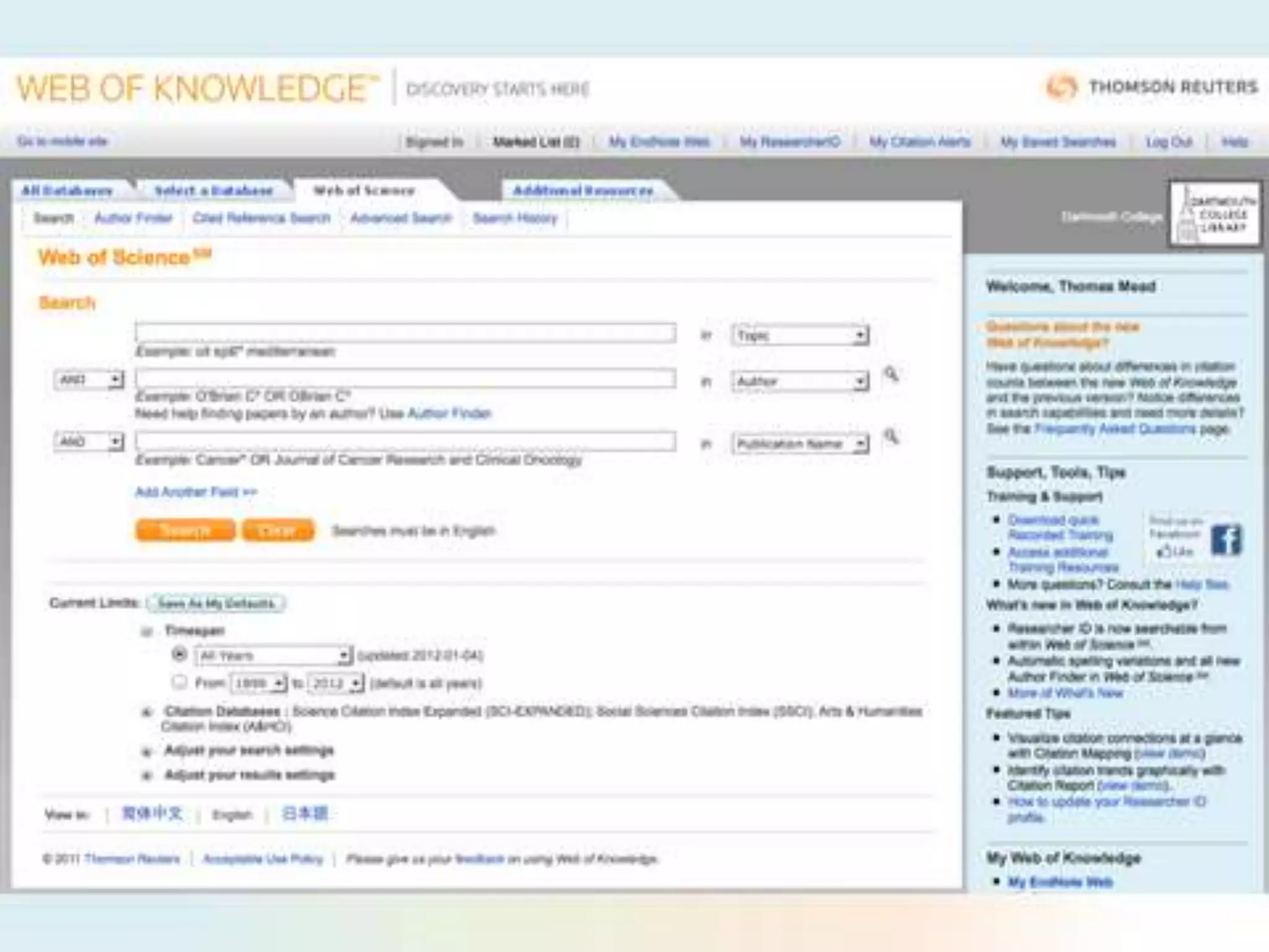 Web of Knowledge Arun Joseph MLISc | PPTX