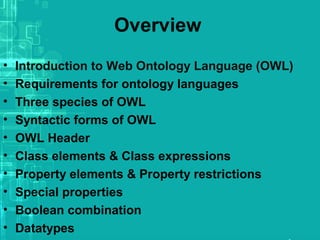 Web ontology language (owl) | PPT