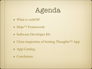 webOS App by Example: Sorting Thoughts | KEY