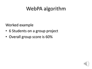 WebPA algorithm Part 1 | PPT