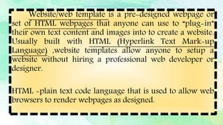 Webpage Design Using Templates and Online WYSIWYG Platforms | PPT