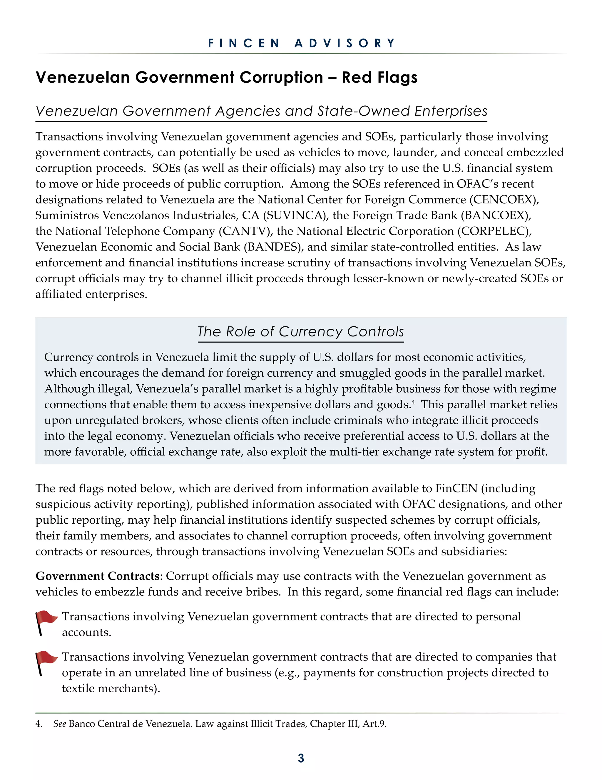Advisory on Widespread Public Corruption in Venezuela | PDF
