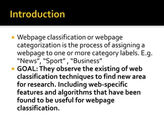 Webpage classification and Features | PPTX