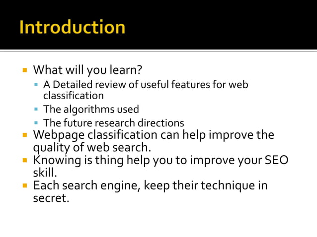 Webpage classification and Features Webpage classification and Features