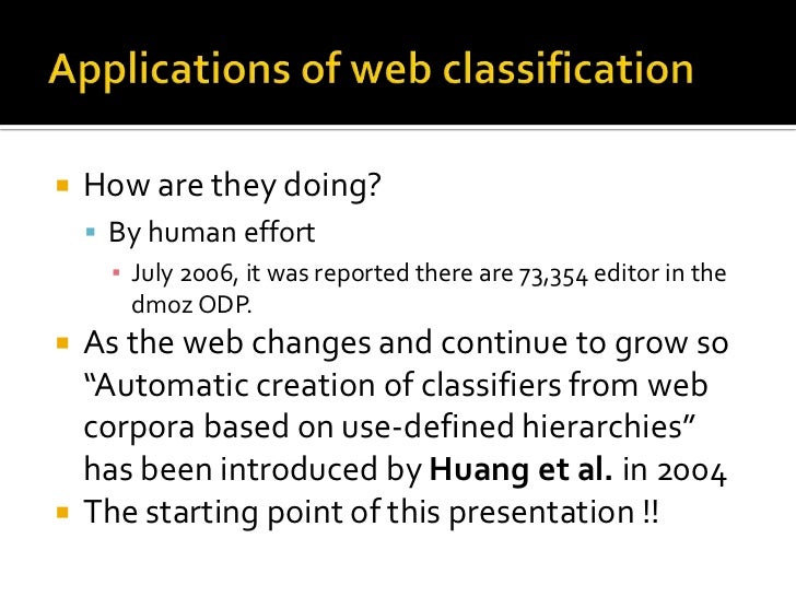 Webpage classification and Features Webpage classification and Features