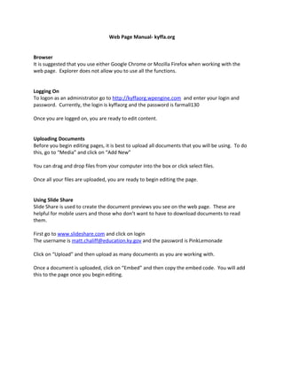 Web page manual | DOC | Web Design and HTML | Internet