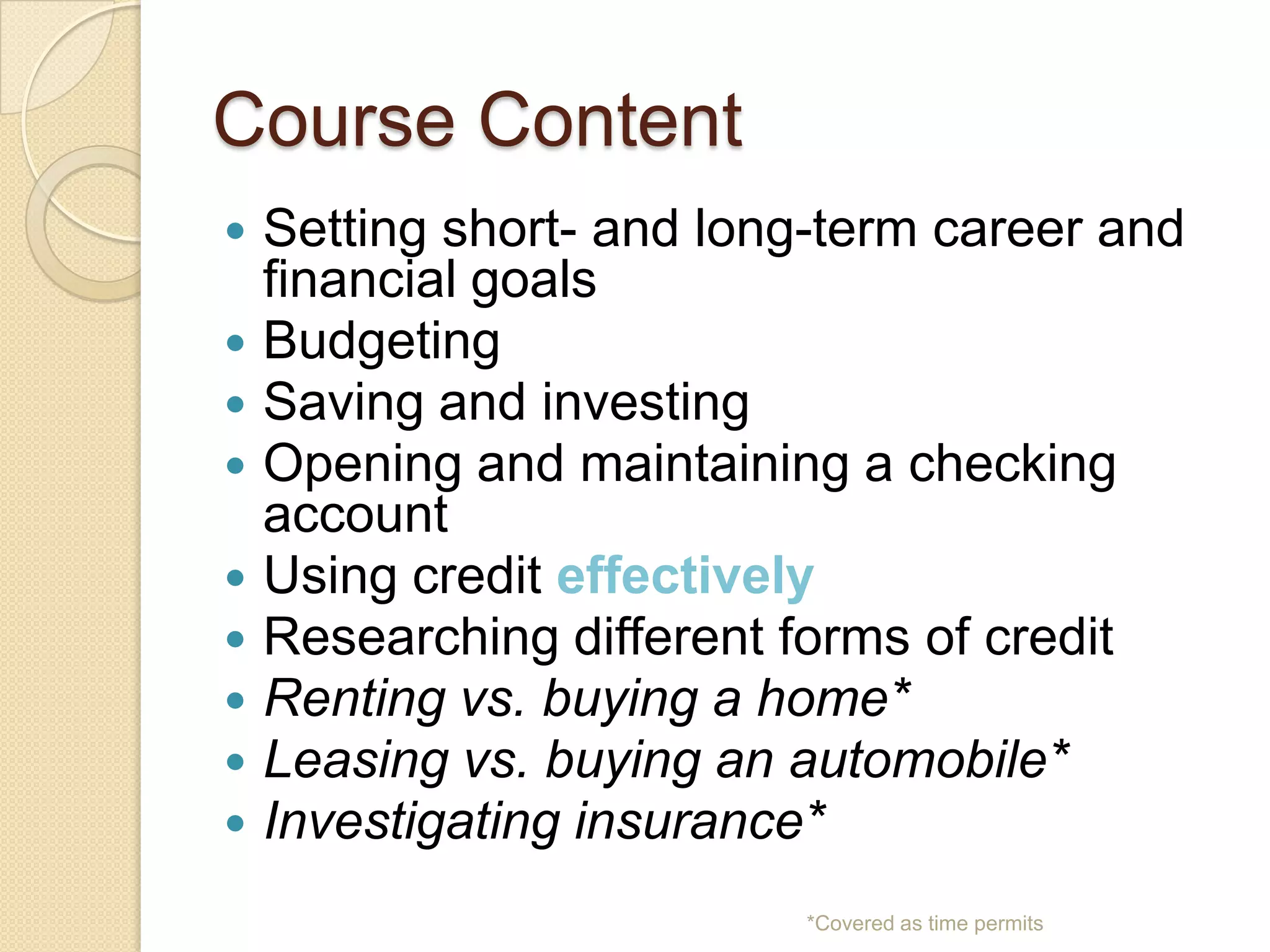 Personal Finance Introduction | PPT