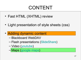 Webpages And Dynamic Content | PPT | Web Design and HTML | Internet