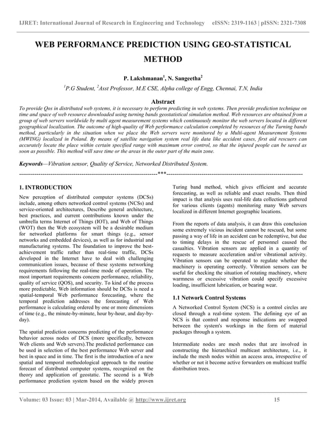 Web performance prediction using geo statistical method | PDF