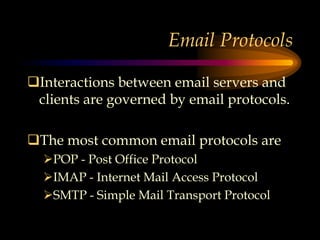 Information on protocols-email protocols | PPTX | Email | Internet