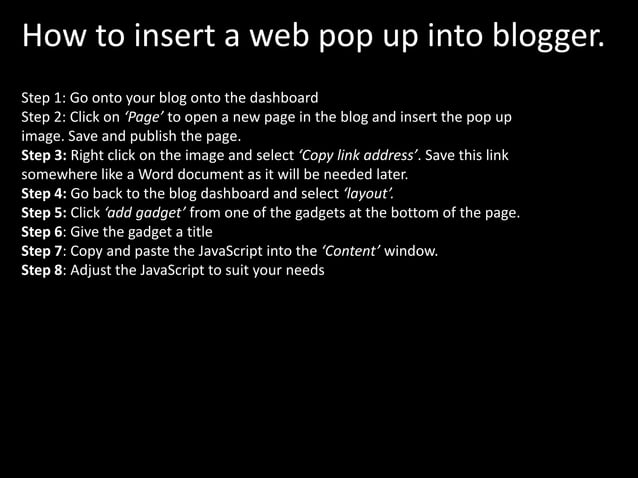 Web pop up javascript | PPT