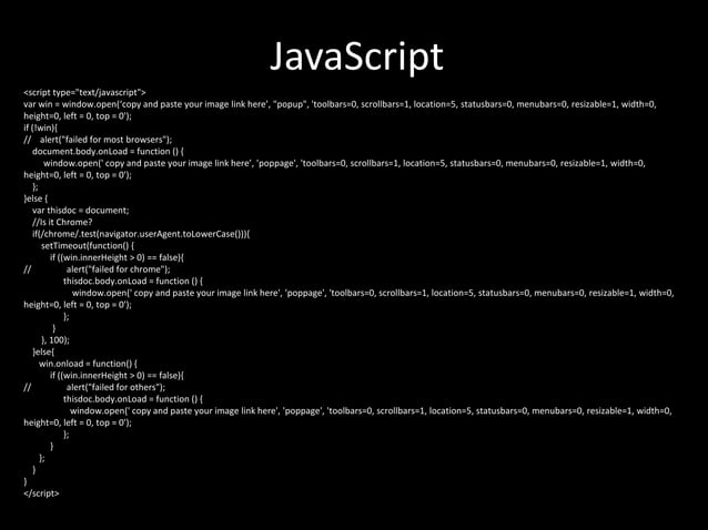 Web pop up javascript | PPT