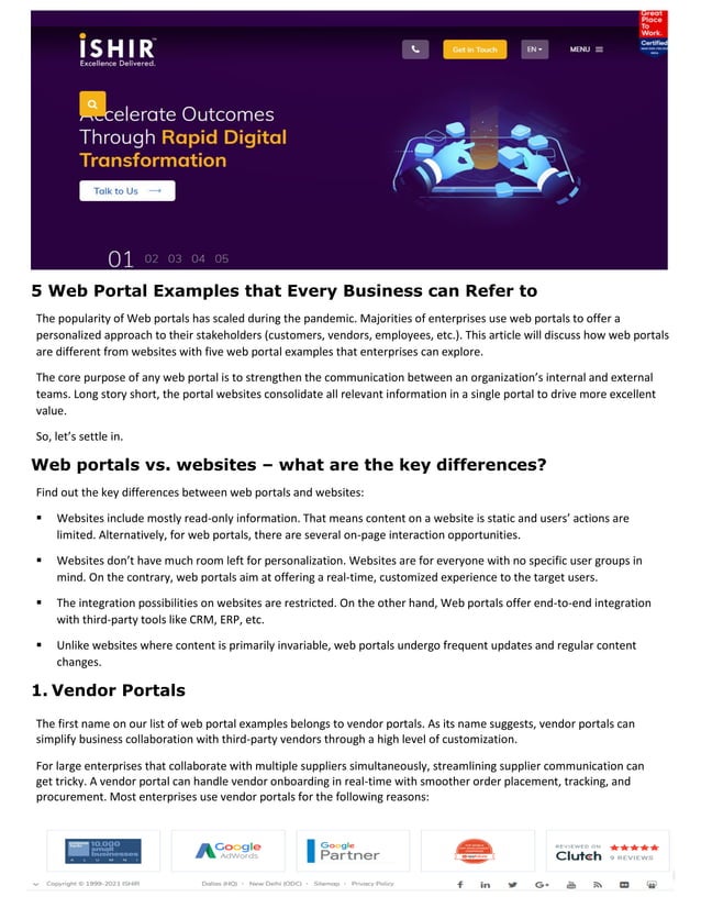 Web Portal Examples that every business can refer to | PDF