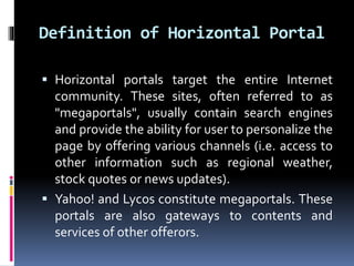 Web portals & vortals | PPTX