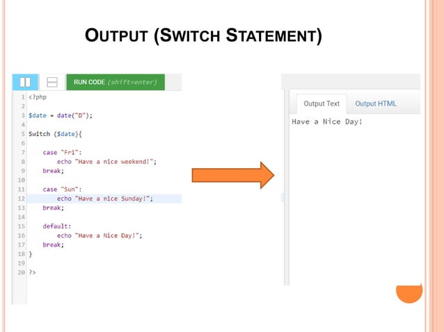 Statements and Conditions in PHP | PPTX | Programming Languages | Computing