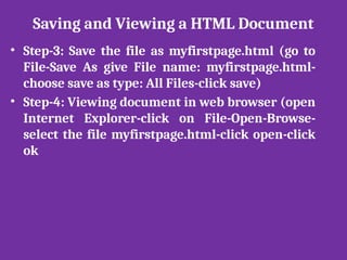 WEB PROGRAMMING.Introduction to HTML Heading Tags Formatting Tags | PPTX