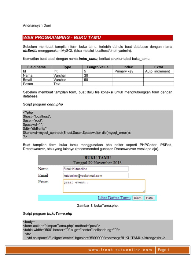 Web Programming - DB Buku Tamu | PDF