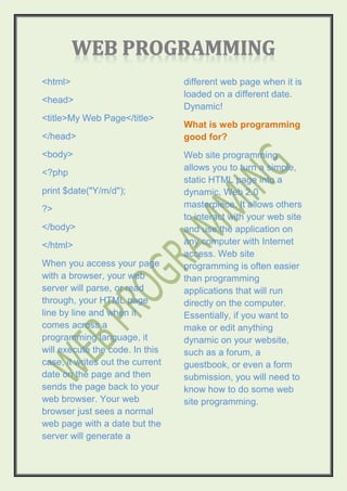 Web programming by kiran and team | PDF