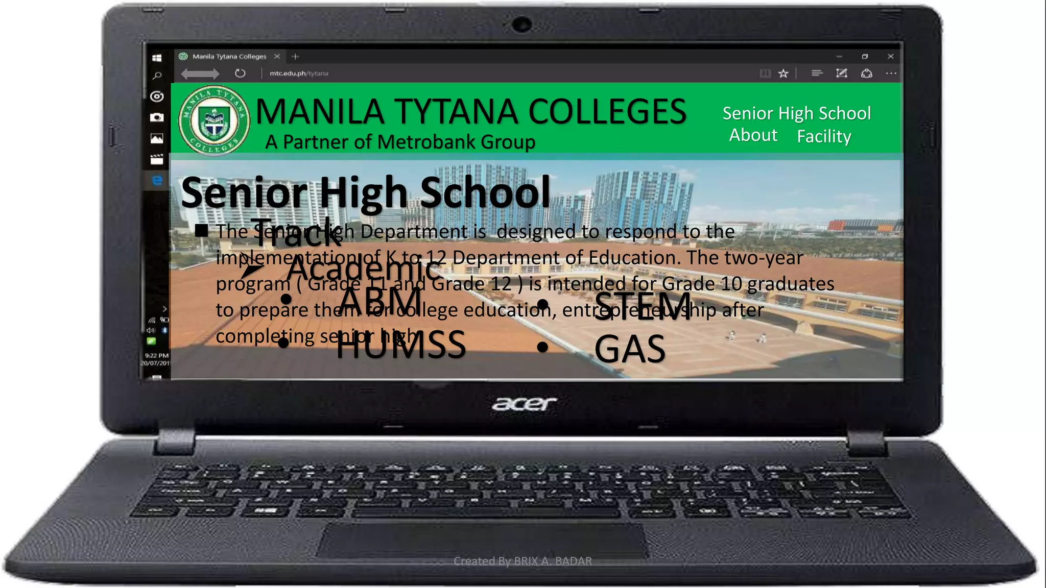 Web Prototype for Manila Tytana College - ABM Strand | PPTX