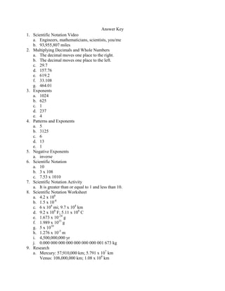 Scientific Notation Webquest | DOCX