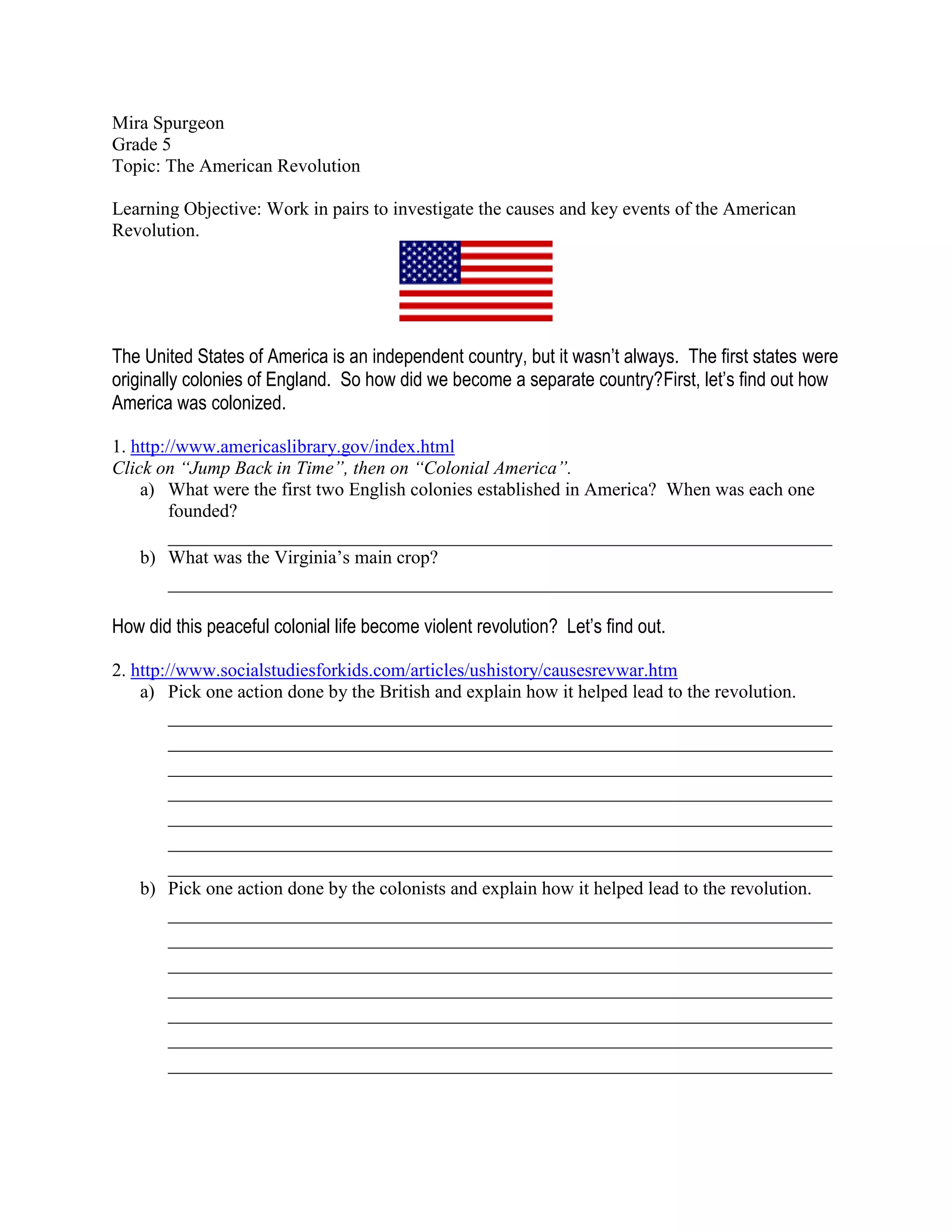 American Revolution Webquest | PDF