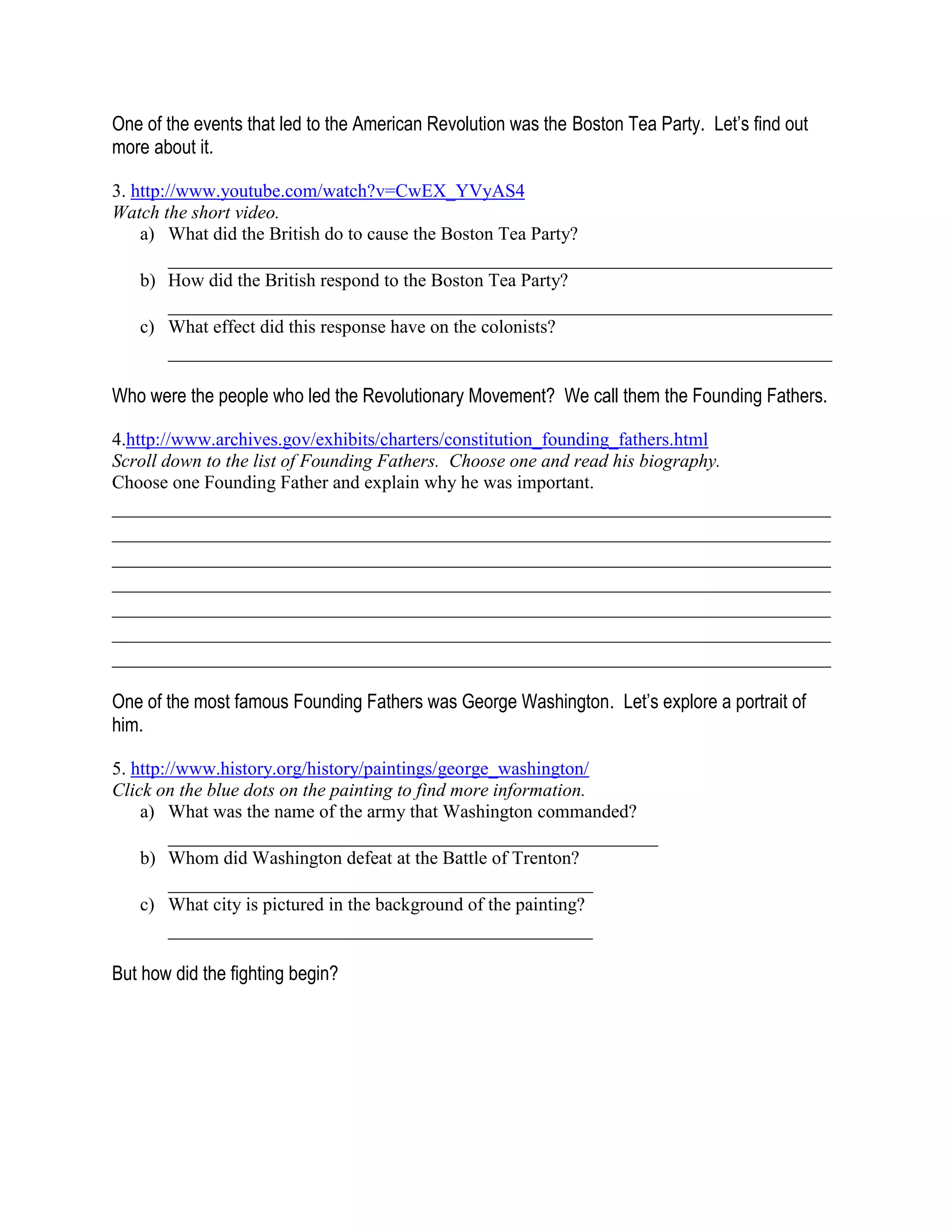 American Revolution Webquest | PDF